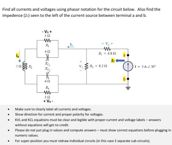 Solved Find all currents and voltages using phasor notation | Chegg.com