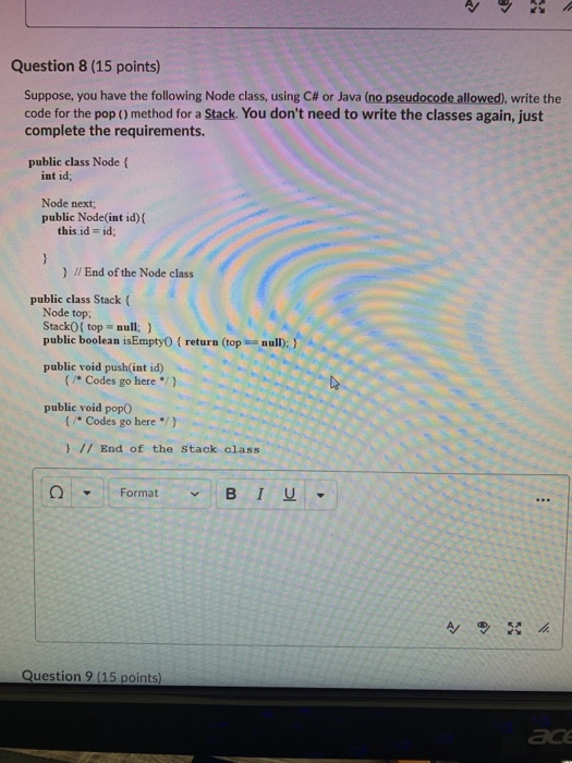 Solved Question 8 (15 points) Suppose, you have the | Chegg.com