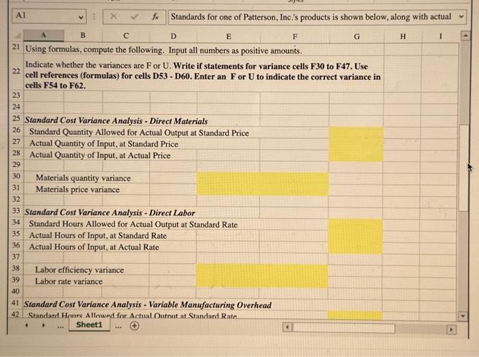 Solved Patterson, Inc, has provided details of its actual | Chegg.com