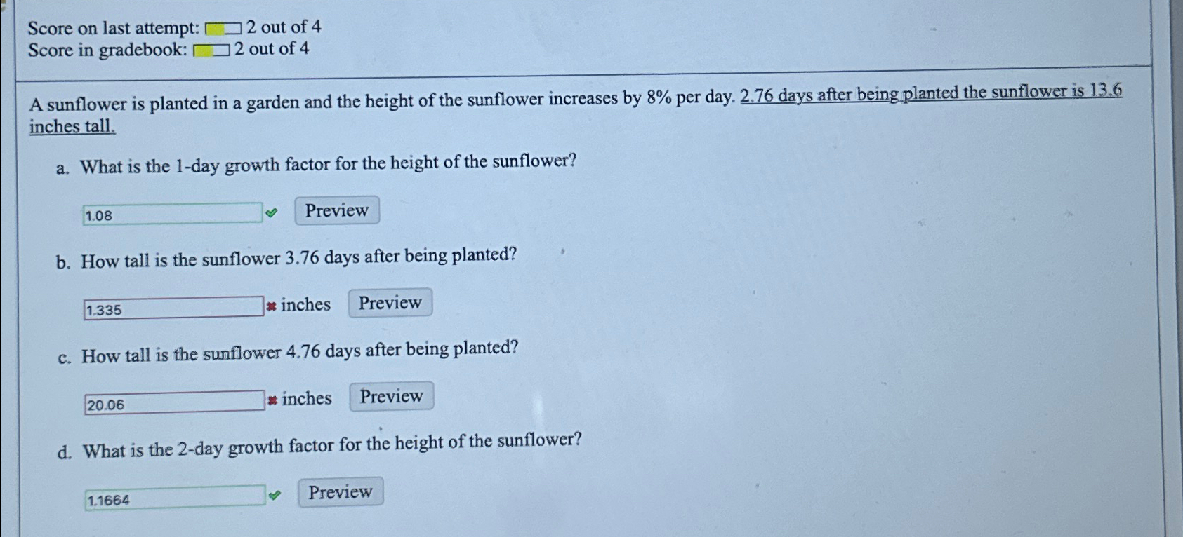 Solved Score on last attempt: 2 ﻿out of 4Score in | Chegg.com