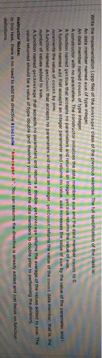 Solved Write the implementation (opp file) of the Averager | Chegg.com