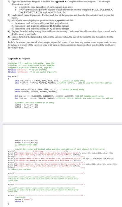 Solved continue example code with conent and memeory address | Chegg.com