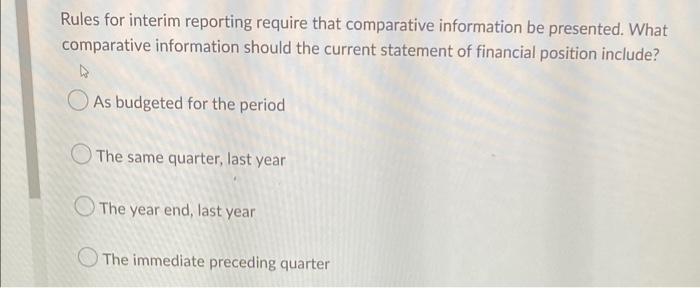 Solved Rules for interim reporting require that comparative | Chegg.com