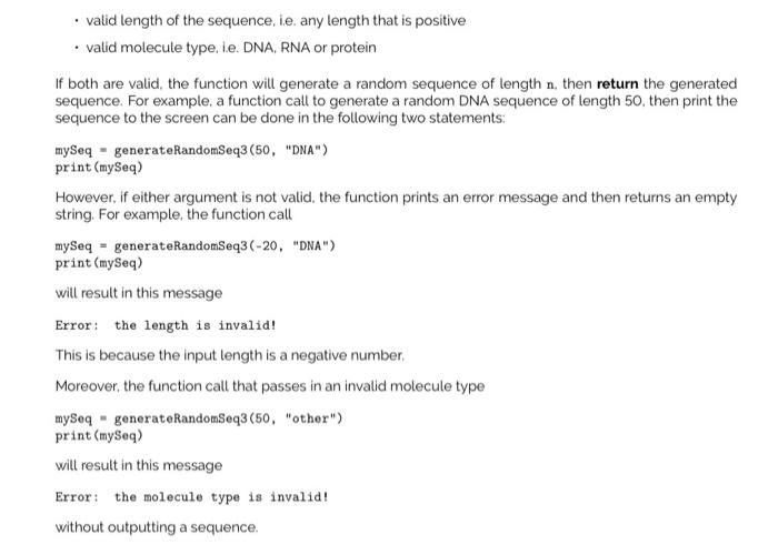 Solved - valid length of the sequence, i.e. any length that | Chegg.com