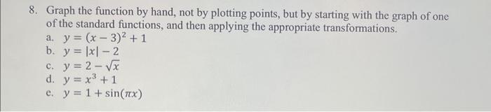 Solved 8. Graph the function by hand, not by plotting | Chegg.com