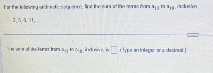 Solved For the following arithmetic sequence, find the sum | Chegg.com