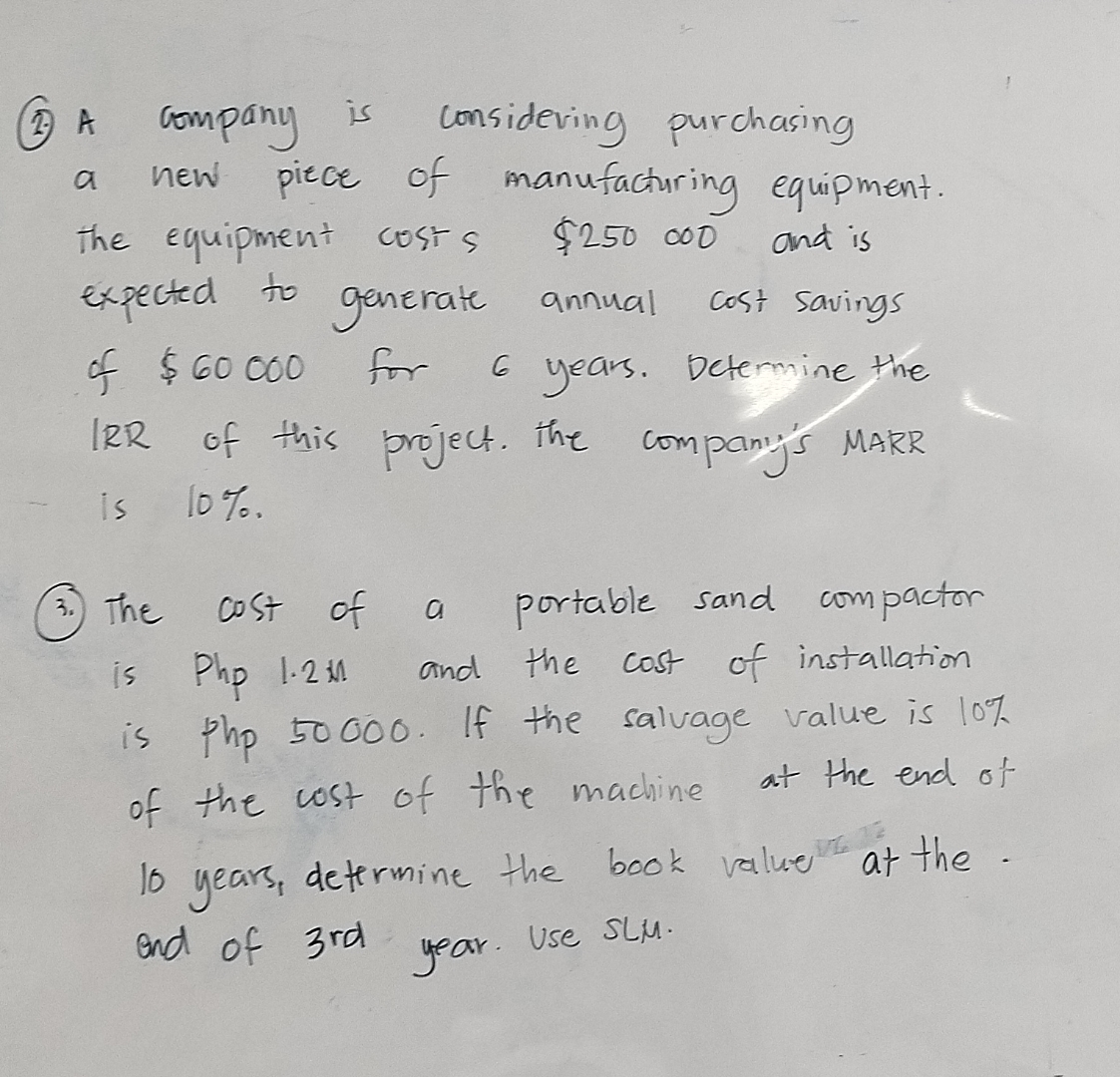 Solved (2.) ﻿A company is consideving purchasing a new piece | Chegg.com