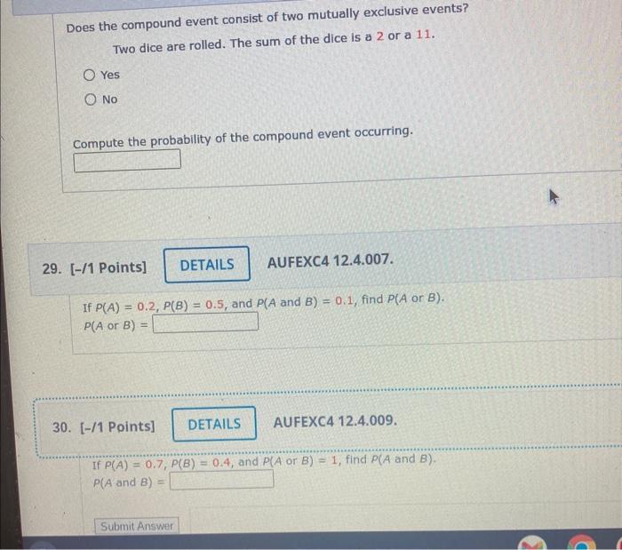 Solved Does the compound event consist of two mutually | Chegg.com