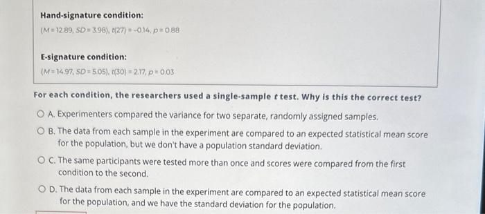 Solved Hand-signature condition: | Chegg.com