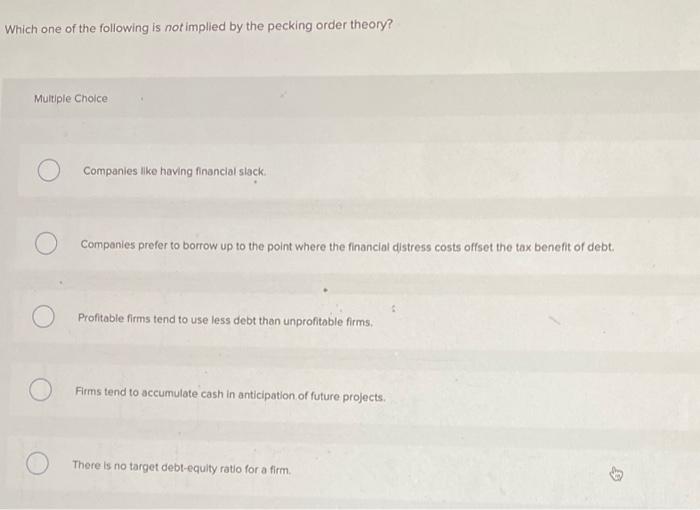 Solved Which one of the following is not implied by the | Chegg.com