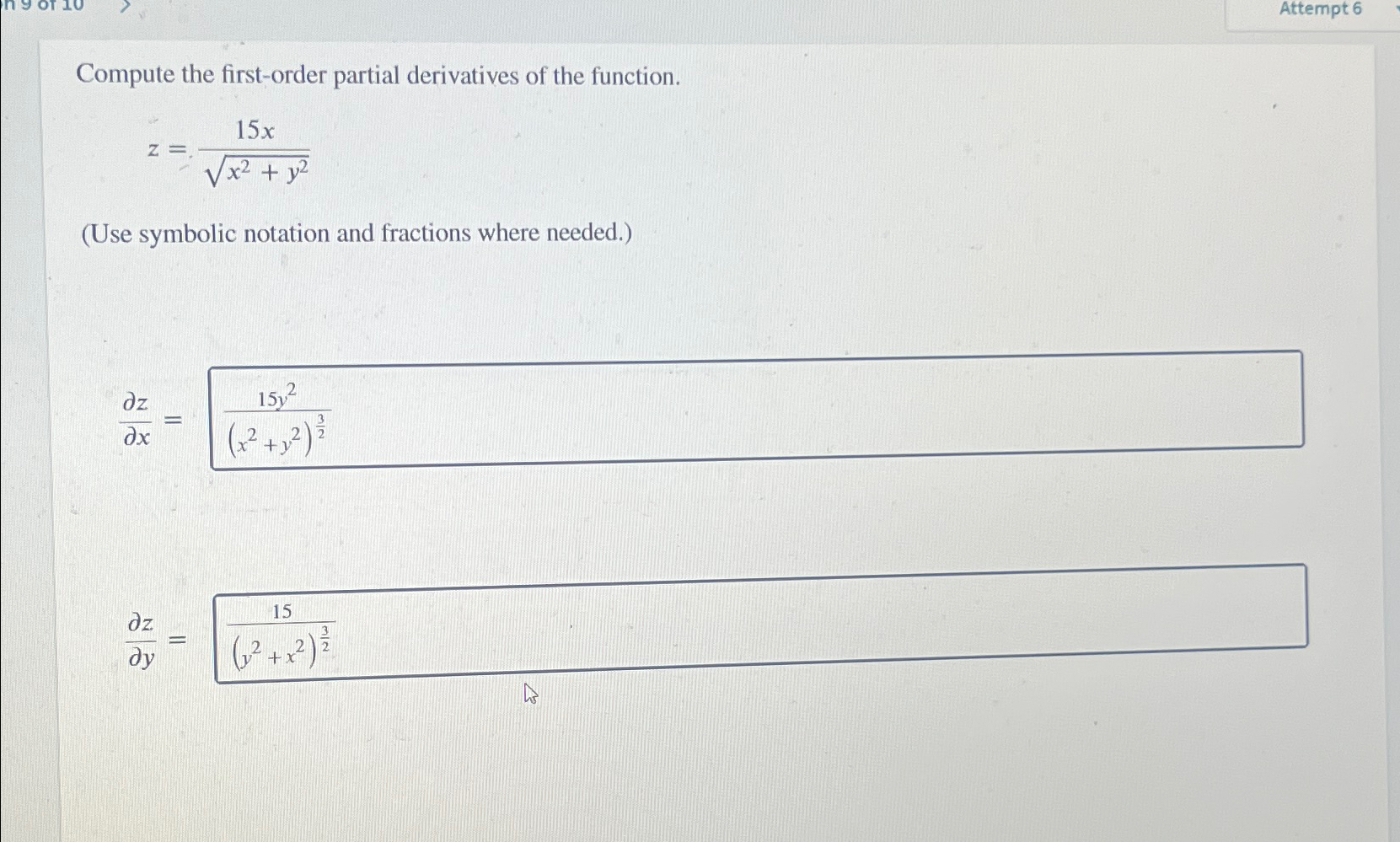 Solved Attempt 6compute The First Order Partial Derivatives 4737