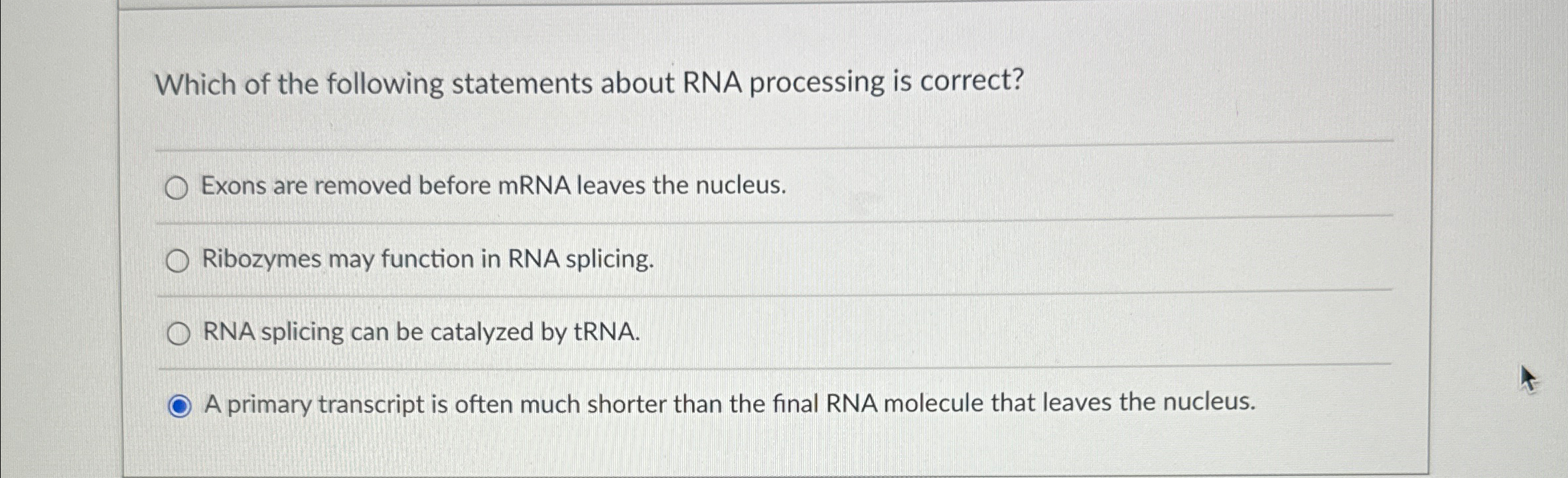 Solved Which of the following statements about RNA | Chegg.com