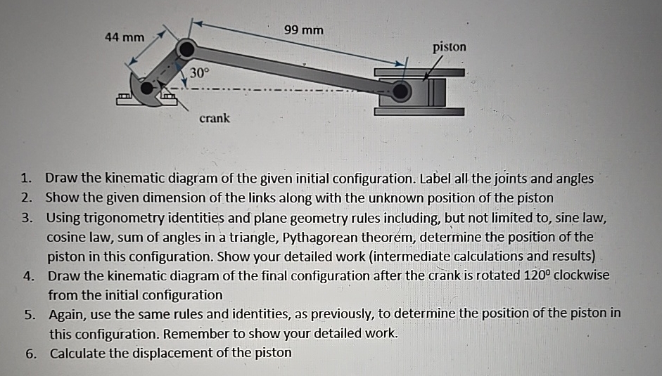 Solved Draw the kinematic diagram of the given initial | Chegg.com