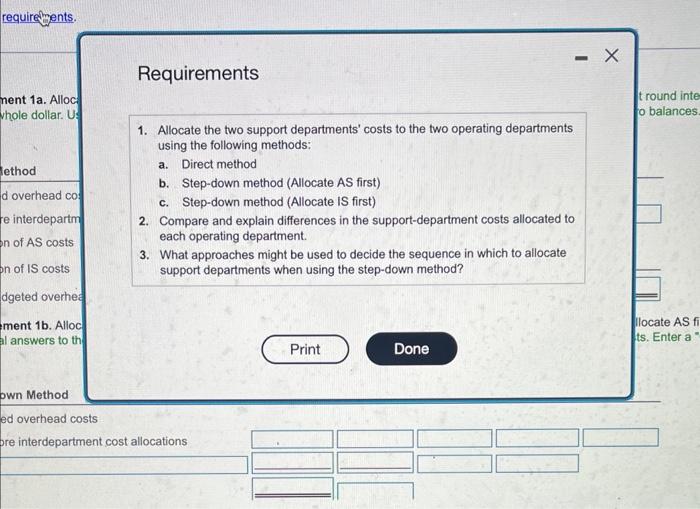 Solved Data table requiredments. Requirements 1. Allocate | Chegg.com