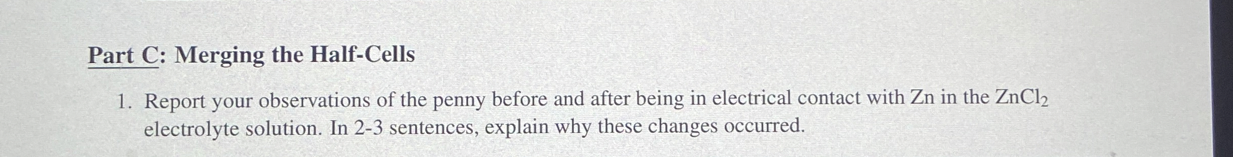 High Quality SOLUTION Part C: Merging the Half-CellsReport your | Chegg.com