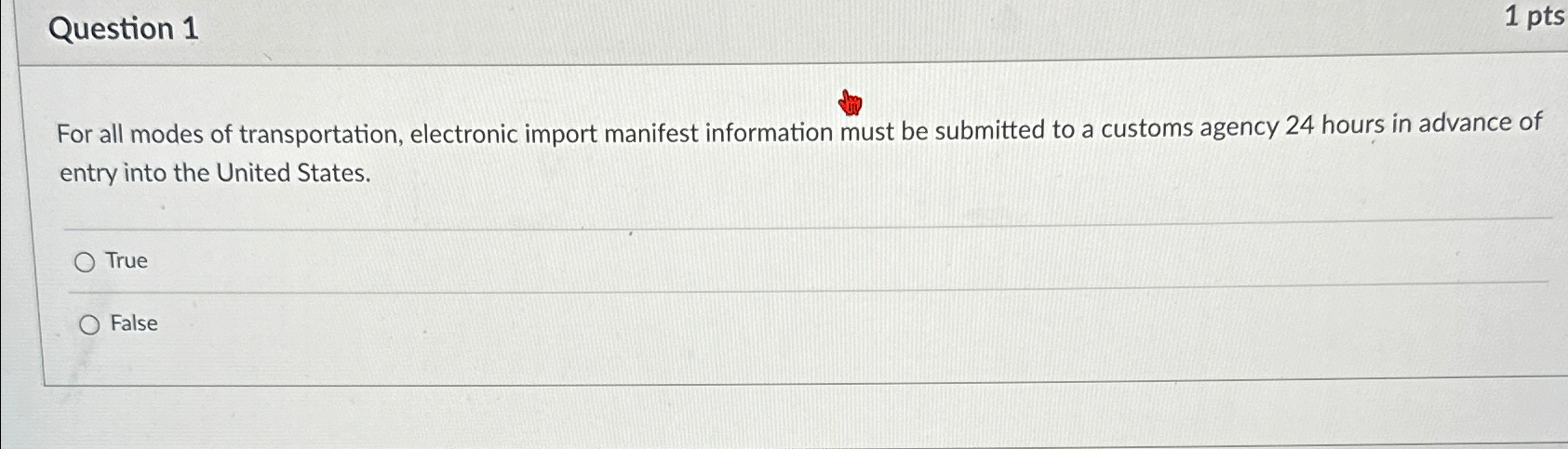 Solved Question 11ptsFor all modes of transportation, | Chegg.com