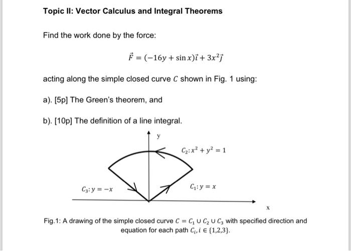 Solved Topic II: Vector Calculus and Integral Theorems Find | Chegg.com