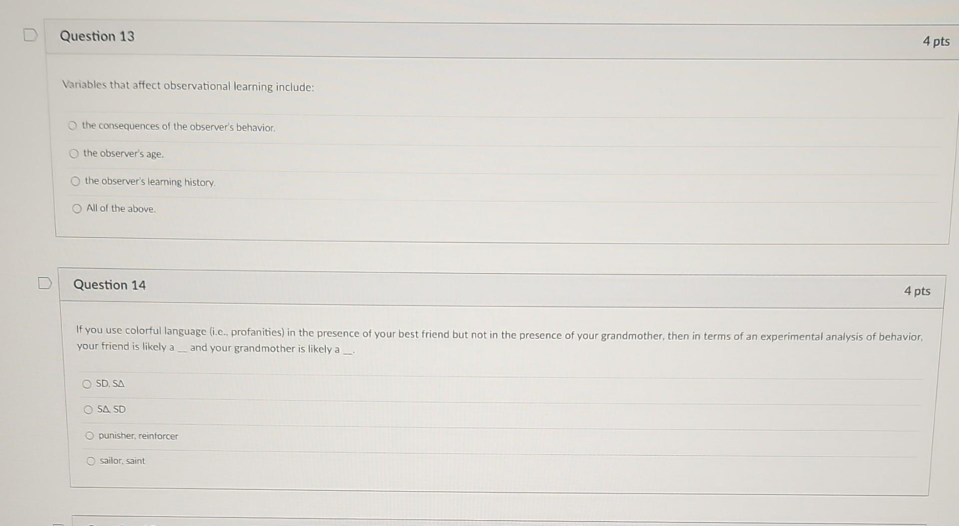 Solved Variables that affect observational learning include: | Chegg.com