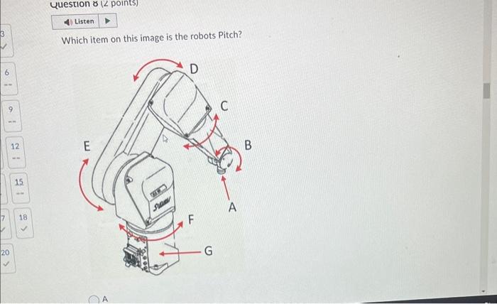 Solved Which item on this image is the robots Pitch?A B C D | Chegg.com