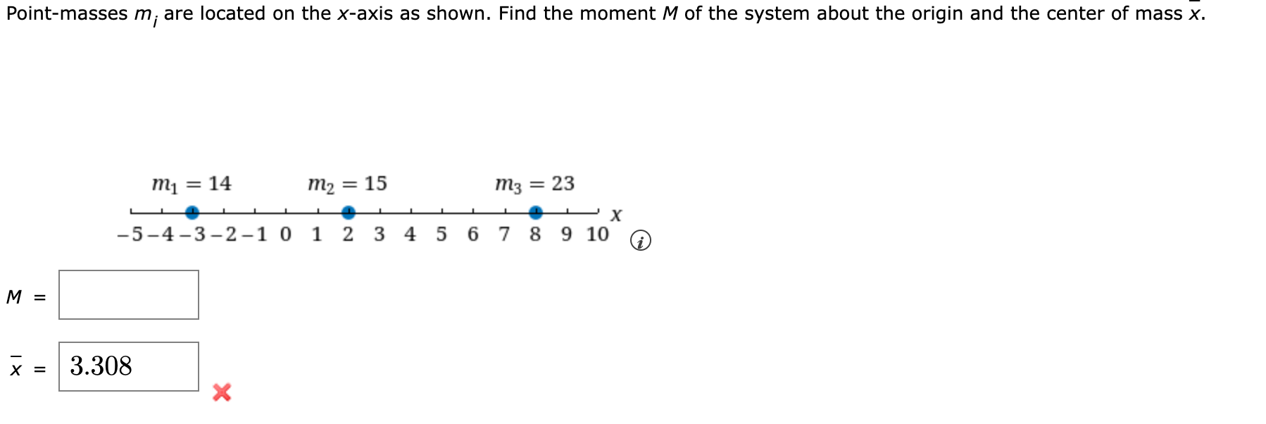 Solved Point-masses mi ﻿are located on the x-axis as shown. | Chegg.com