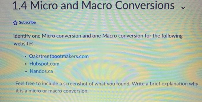 1.4 Micro and Macro Conversions V Subscribe Identify | Chegg.com