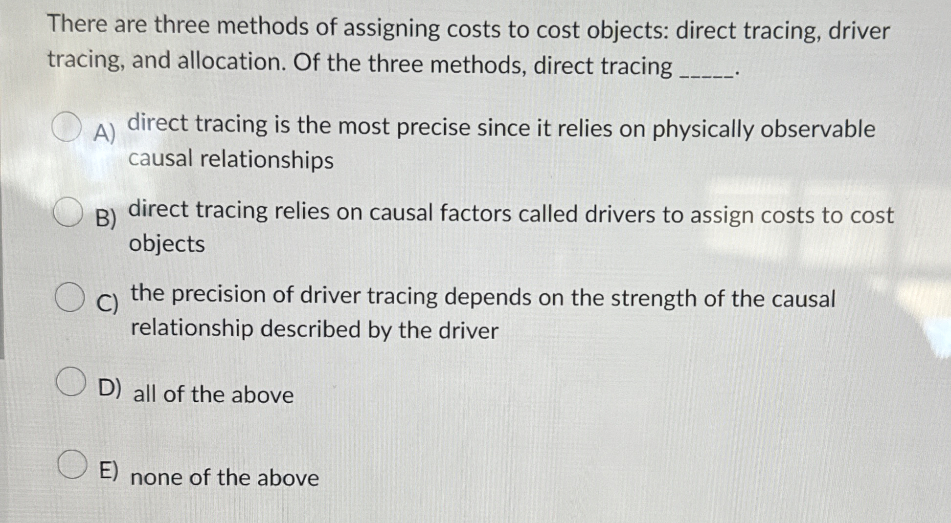 Solved There are three methods of assigning costs to cost | Chegg.com