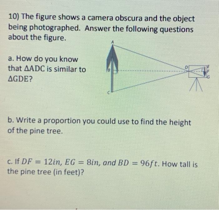 Solved 10) The figure shows a camera obscura and the object | Chegg.com