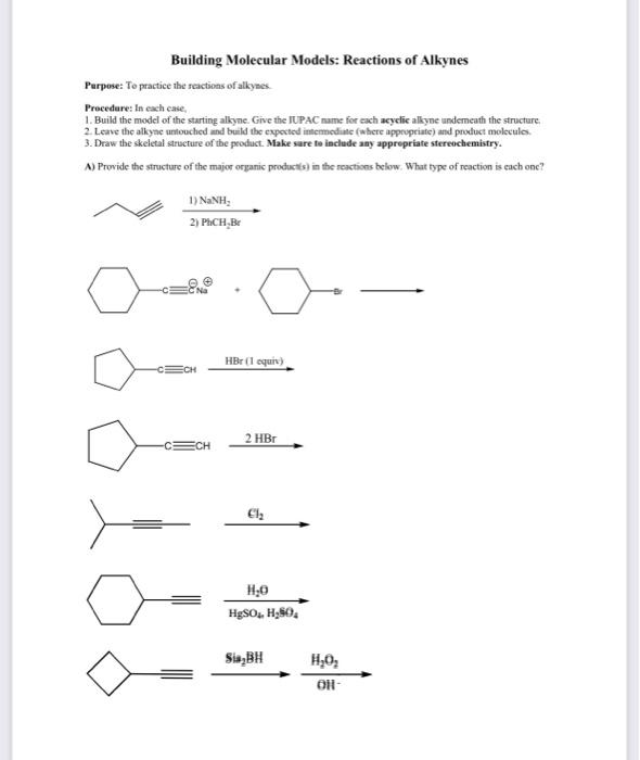 Solved Building Molecular Models: Reactions of Alkynes | Chegg.com