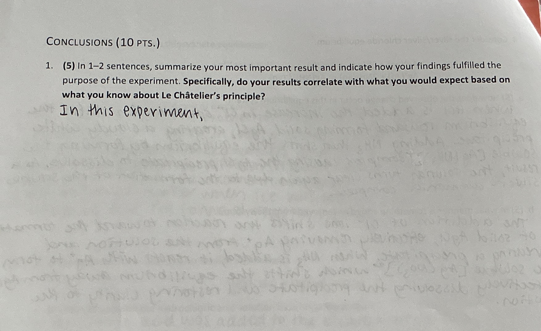 Solved CONCLUSIONS (10 ﻿PTS.)(5) ﻿In 1-2 ﻿sentences, | Chegg.com