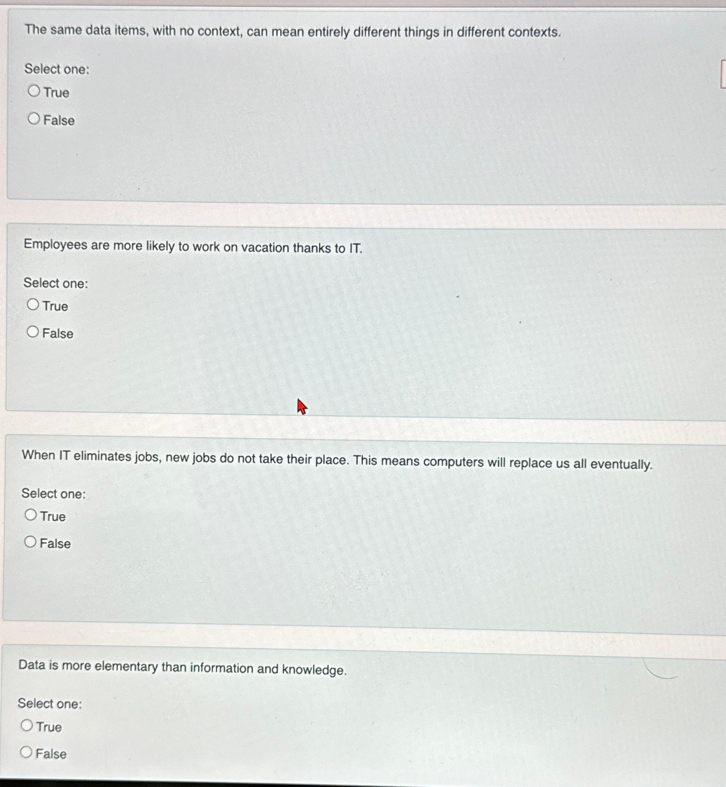 Solved The same data items, with no context, can mean | Chegg.com