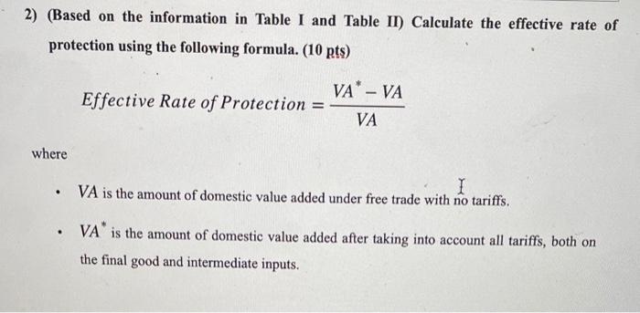Solved 2) (Based on the information in Table I and Table II) | Chegg.com