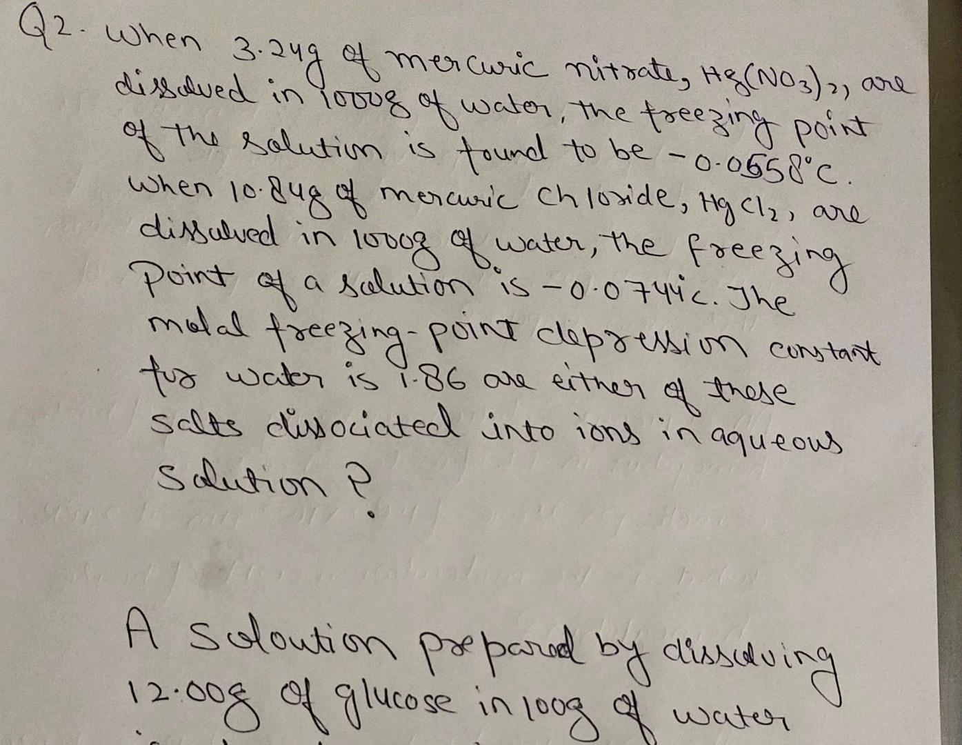 Solved 2 Q2. When 3. ang of mercuric nitrate, Hg(NO3), are | Chegg.com