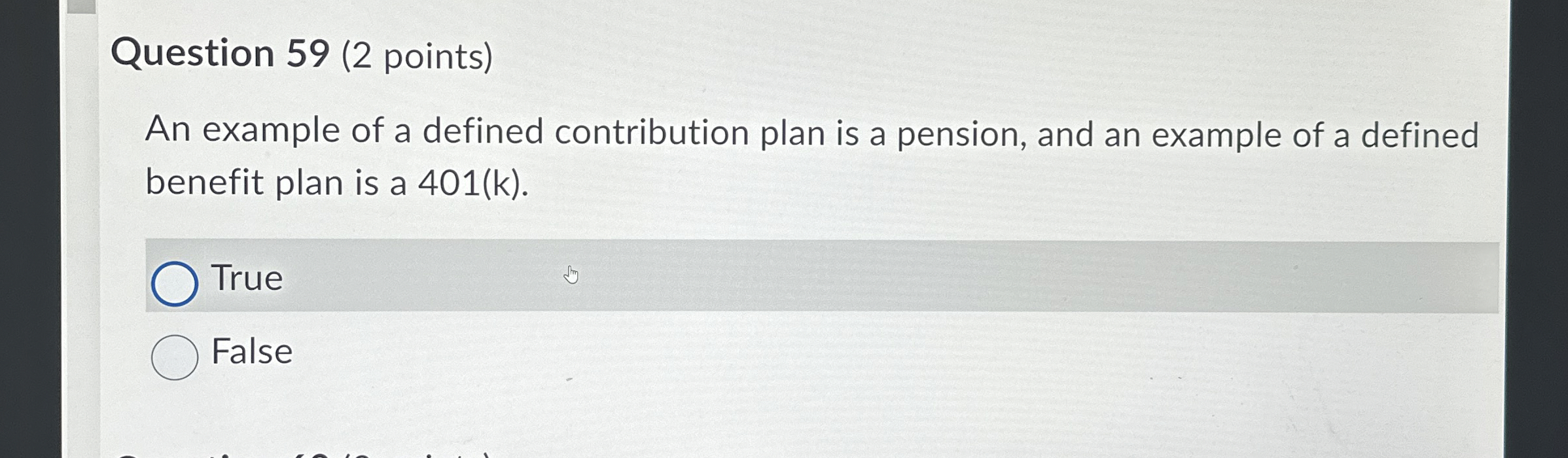 Solved Question 59 (2 ﻿points)An example of a defined | Chegg.com