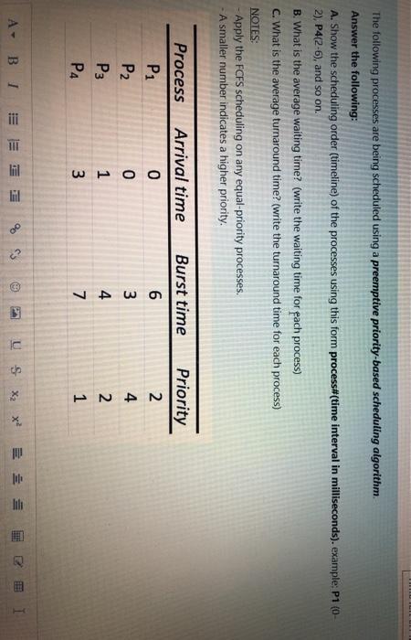 Solved The following processes are being scheduled using a | Chegg.com