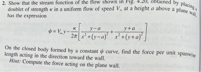 Solved doublet of strength K in a uniform flow of speed V, | Chegg.com