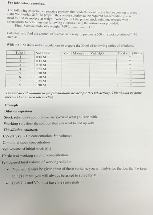 Solved Pre-laboratory exercises. The following exercise is a | Chegg.com