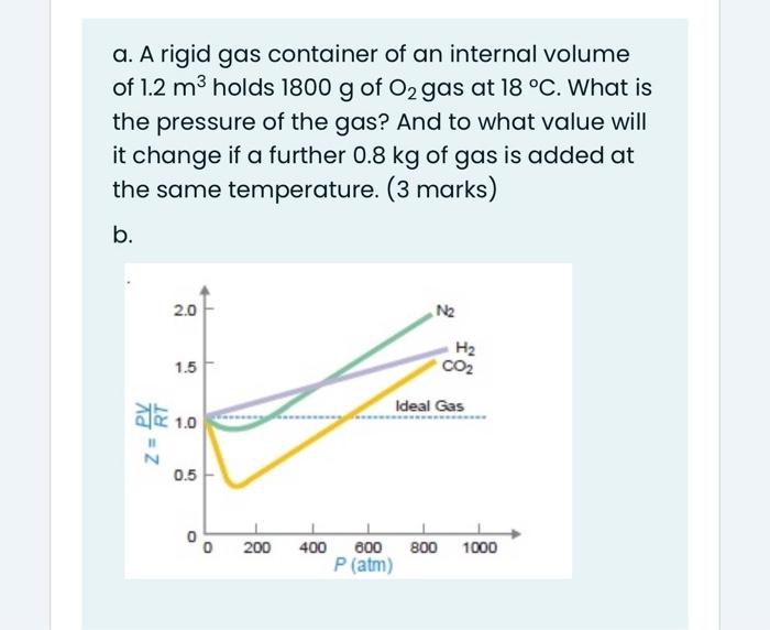 Solved a. A rigid gas container of an internal volume of 1.2 | Chegg.com