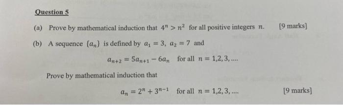 Solved (a) Prove by mathematical induction that 4n>n2 for | Chegg.com