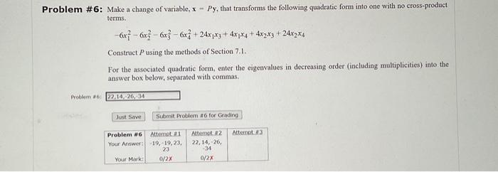 Solved Jem \#6: Make a change of variable, x−Py, that | Chegg.com