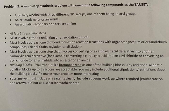 Solved Problem 2: A multi-step synthesis problem with one of | Chegg.com