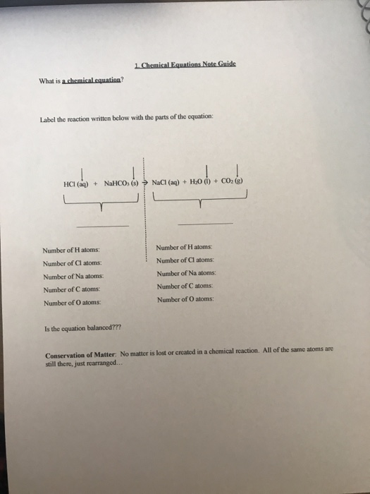 Solved 1. Chemical Equations Note Guide What is a chemical | Chegg.com