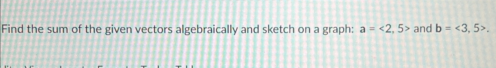 Solved Find the sum of the given vectors algebraically and | Chegg.com
