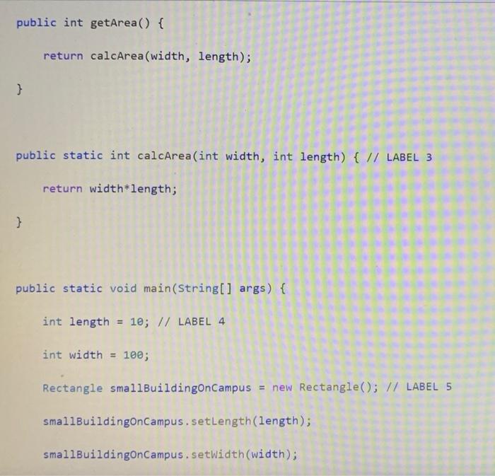 Solved Given the following code, match the label with the | Chegg.com