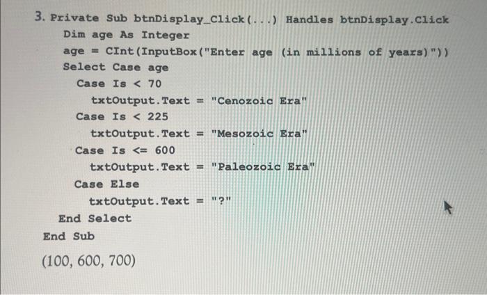 Solved Decisions in programming using visual basics.for each | Chegg.com