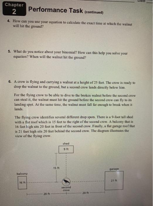 Date Chapter 2 Performance Task (continued) Flight | Chegg.com