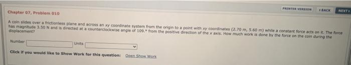 Solved PRINTER VERSION BACK Chapter 07. Problem 010 A coin | Chegg.com