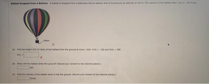 Solved Ballast Dropped from a Balloon A ballast is dropped | Chegg.com