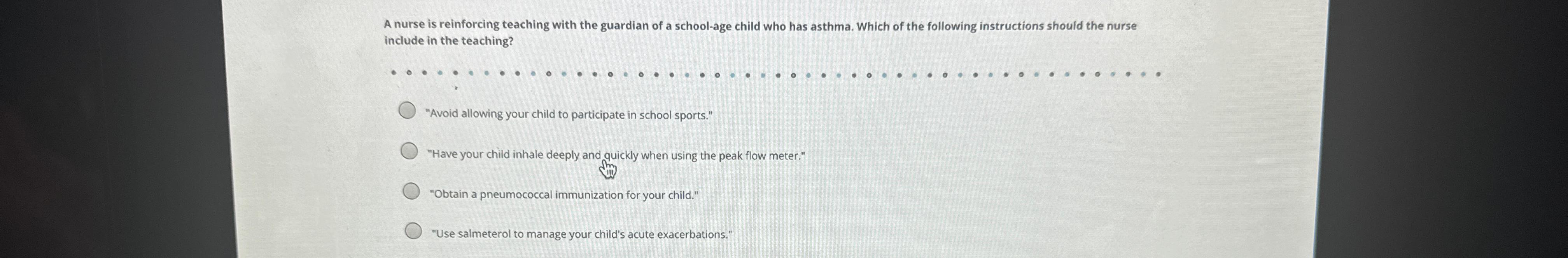 Solved A nurse is reinforcing teaching with the guardian of | Chegg.com