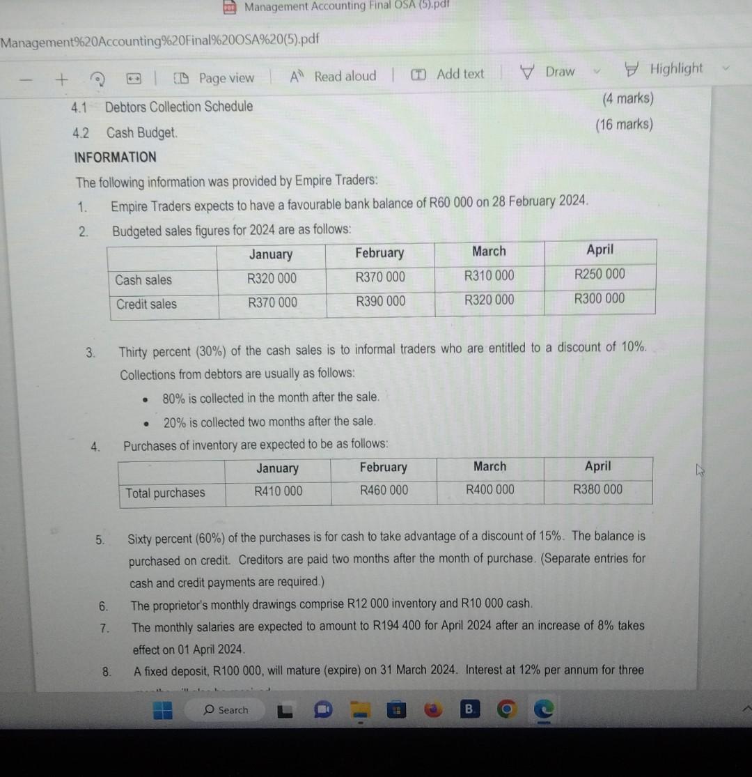 Solved INFORMATION The following information was provided by | Chegg.com