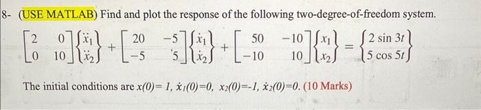 Solved Use Matlab Find And Plot The Response Of The 4330